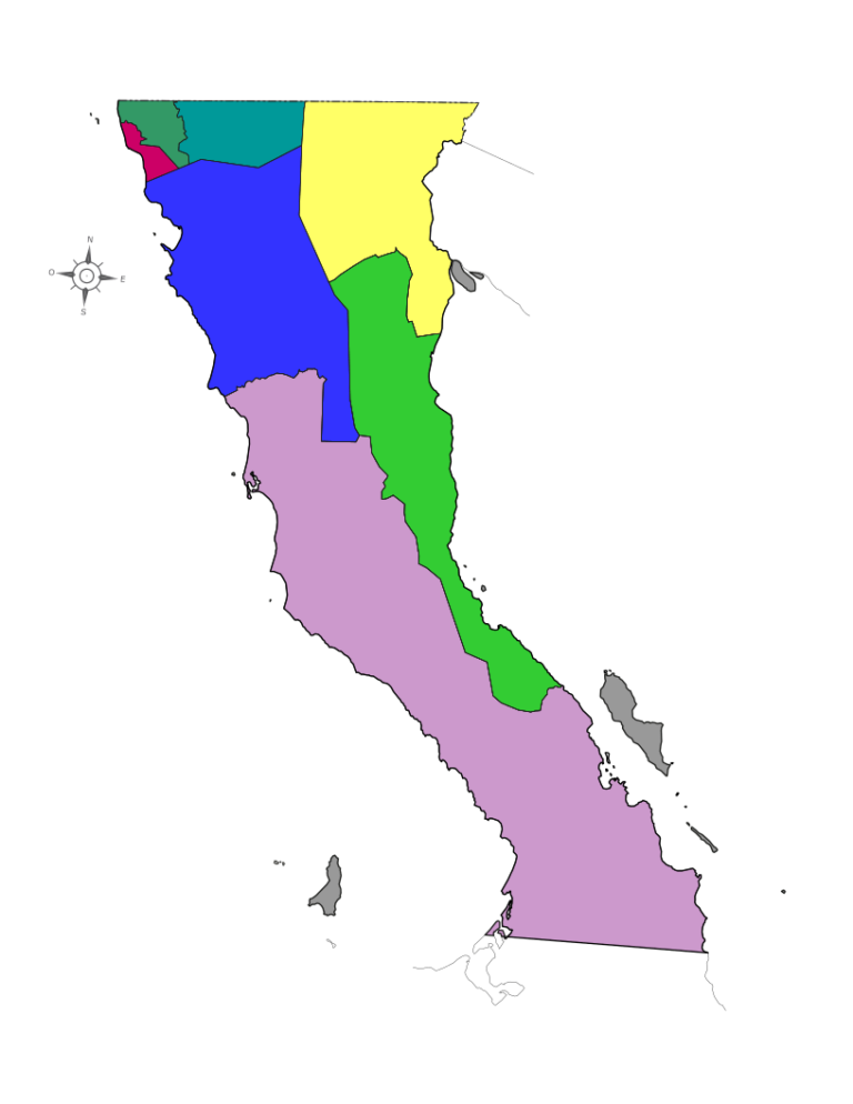 Mapa de Baja California en PDF en alta resolución para imprimir
