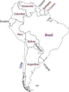 Mapa de Sudamérica para imprimir y colorear todos los países