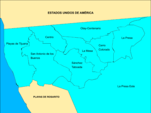 Mapa de Tijuana por zonas en PDF para descargar e imprimir