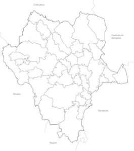Mapa de Durango con municipios para imprimir en PDF