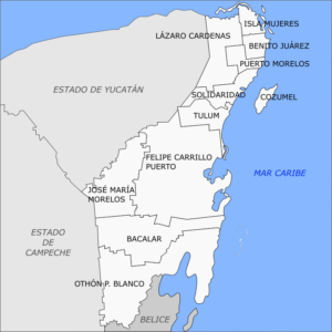 Mapa de Quintana Roo para imprimir con sus municipios
