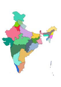 Mapa de India con nombre de sus ciudades en PDF para imprimir