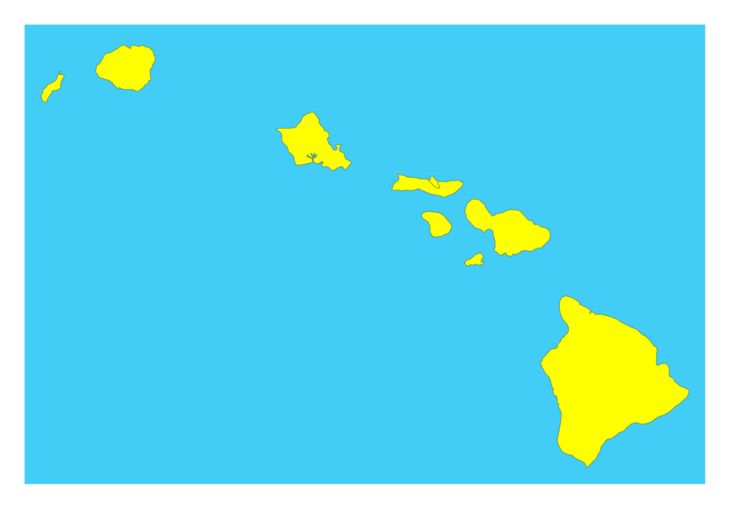 Mapa de Hawaii con nombres y sus islas en PDF gratis