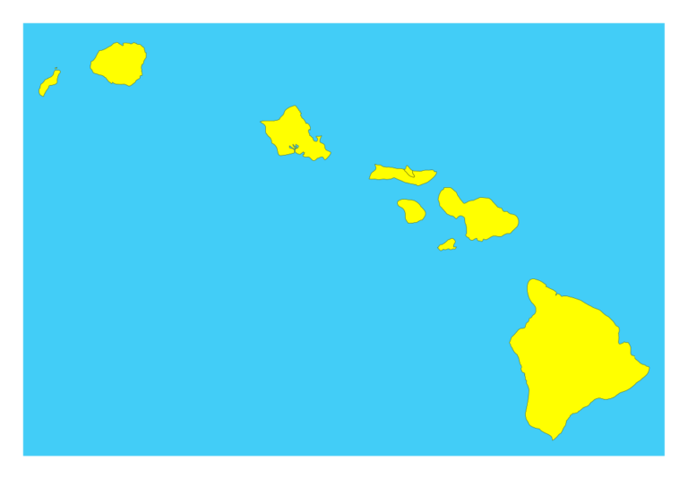 Mapa de Hawaii con nombres y sus islas en PDF gratis