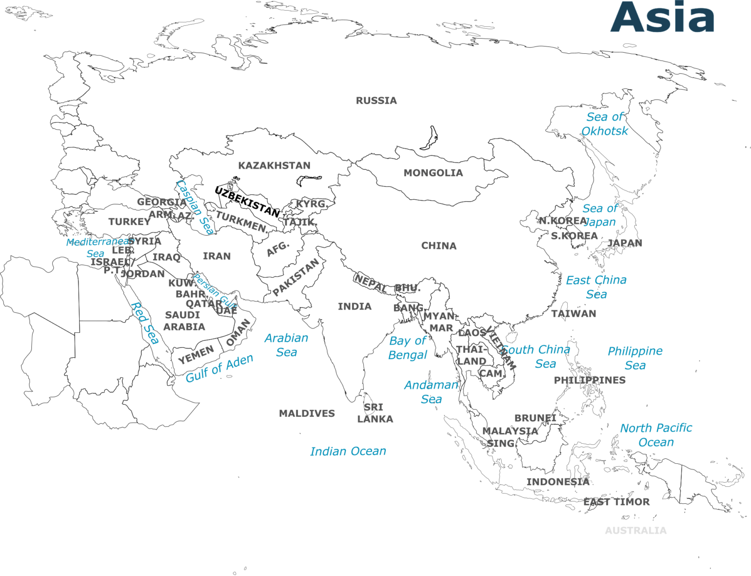 Mapa de Asia: tipos, descargas gratuitas y uso en proyectos