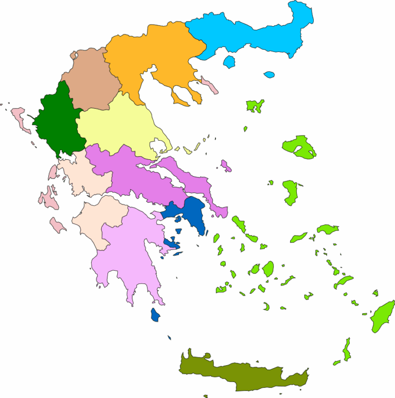 Mapa de Grecia y sus islas con nombre para imprimir y dibujar